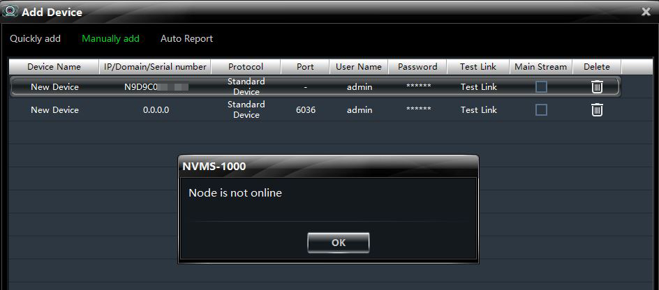 Add Serial number NVMS-1000 Not online | A SUPERKING